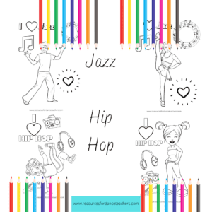 Dance styles coloring sheets - Resources for Dance Teachers