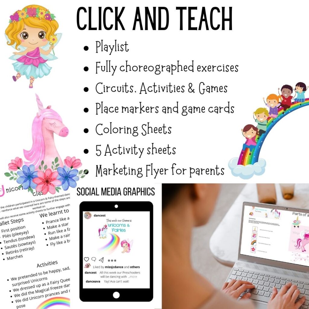 Unicorn Preschool dance class plan and activity pack - Resources for ...