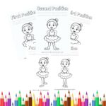 Girls ballet coloring pages - 5 positions - Resources for Dance Teachers